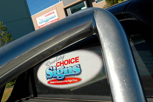 Vehicle Window Signage | Clear Vision | Quality Choice Signs Sunshine Coast